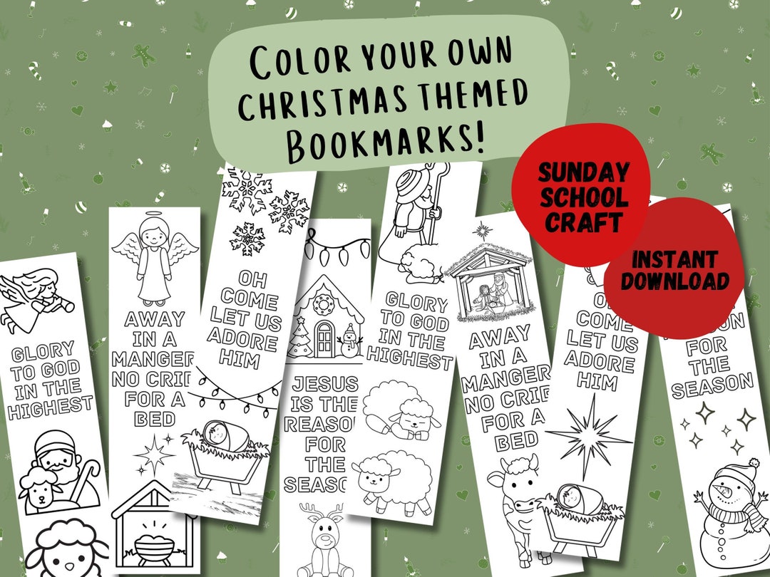 Printable Christmas Bookmarks, Coloring Christmas Bookmarks, Sunday ...