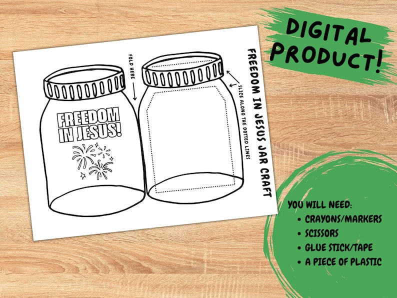 Freedom in Jesus Jar Craft for Kids Classroom Activity, Memorial Day ...