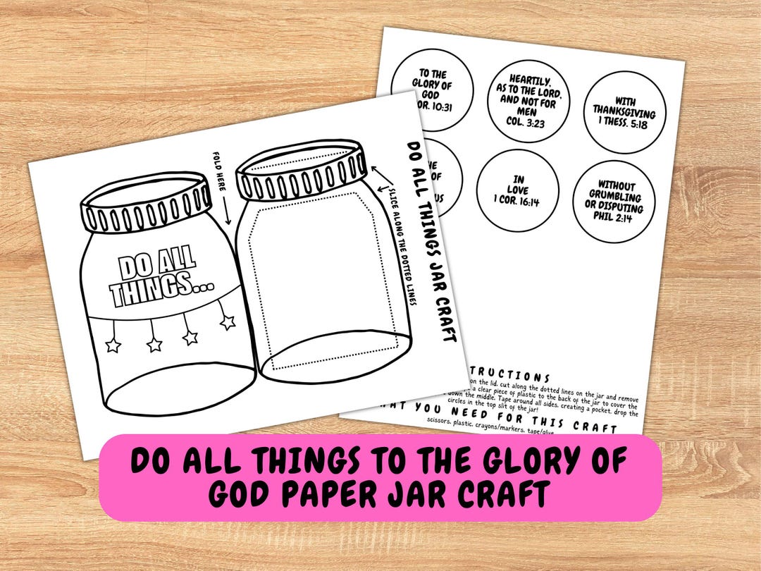 Printable Do All Things to the Glory of God Jar Craft, Sunday School ...