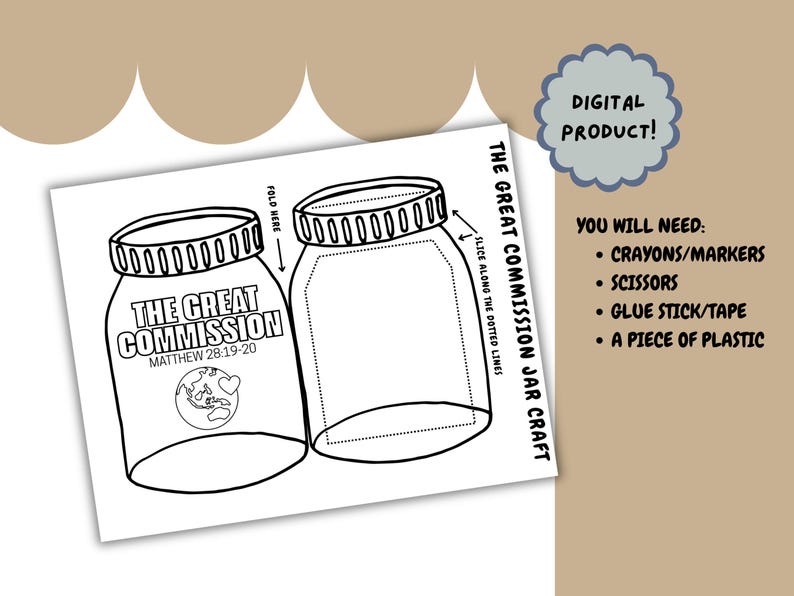 The Great Commission Printable Jar Bible Craft, Printable Bible ...