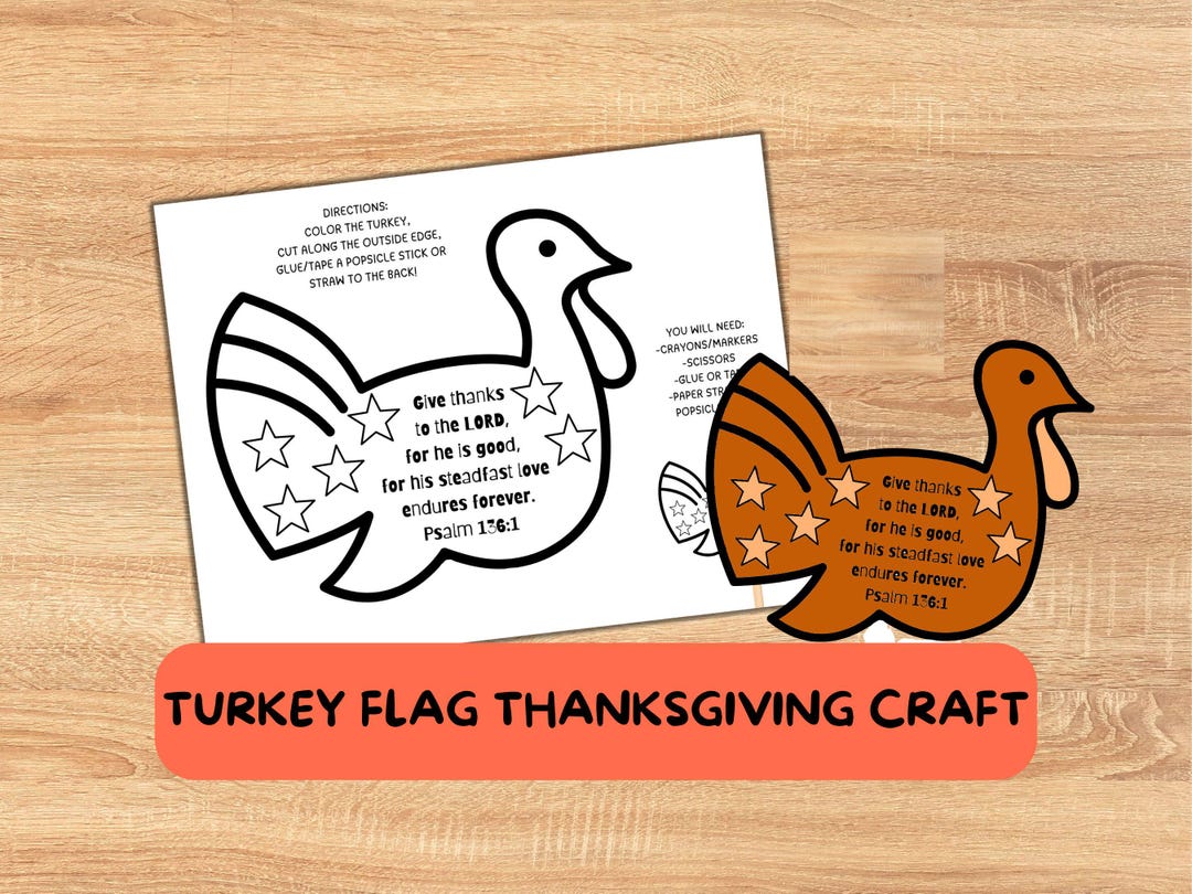 Give Thanks Turkey Printable Kid's Craft, Sunday School Craft ...