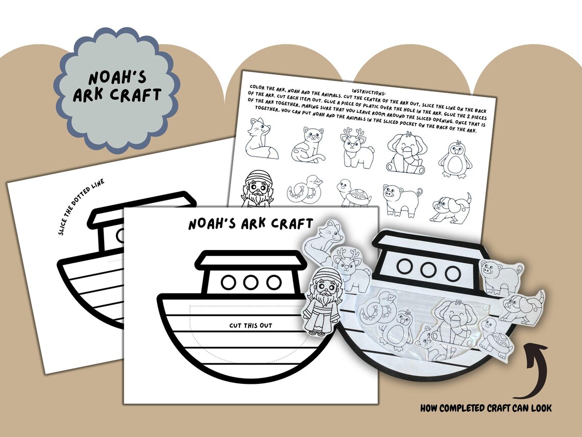 Noah's Ark Printable Craft, Printable Noah's Ark Coloring, Animals Two ...