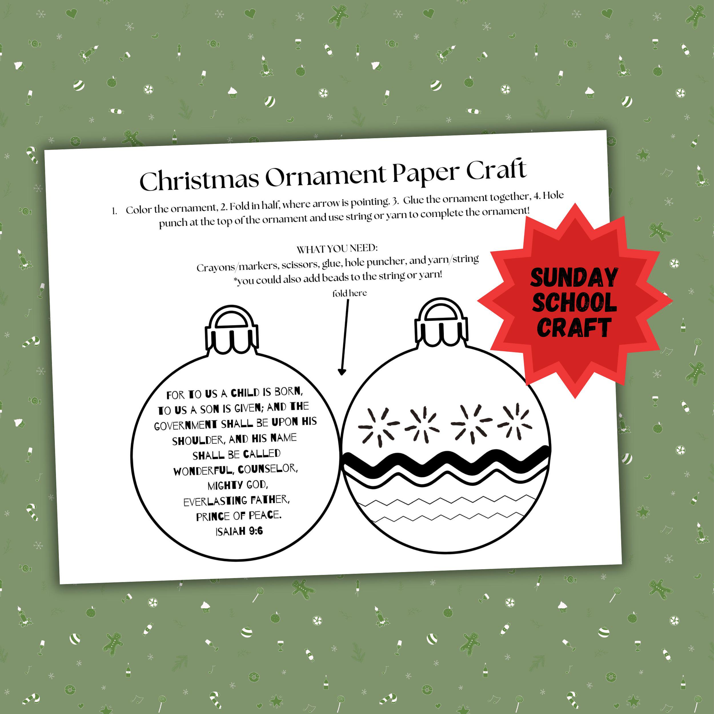 Christmas Kid's Ornament Craft, Cut Out and Coloring Craft, Religious ...