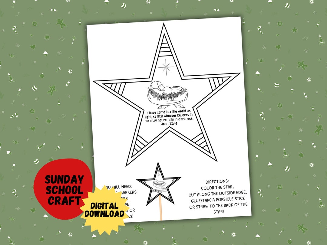 Kid's Printable Star Craft, Printable Christmas Activity, Sunday School ...