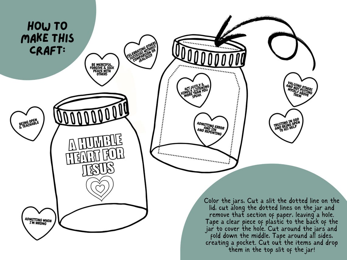 A Humble Heart for Jesus Printable Jar Kid's Craft, Printable Sunday ...