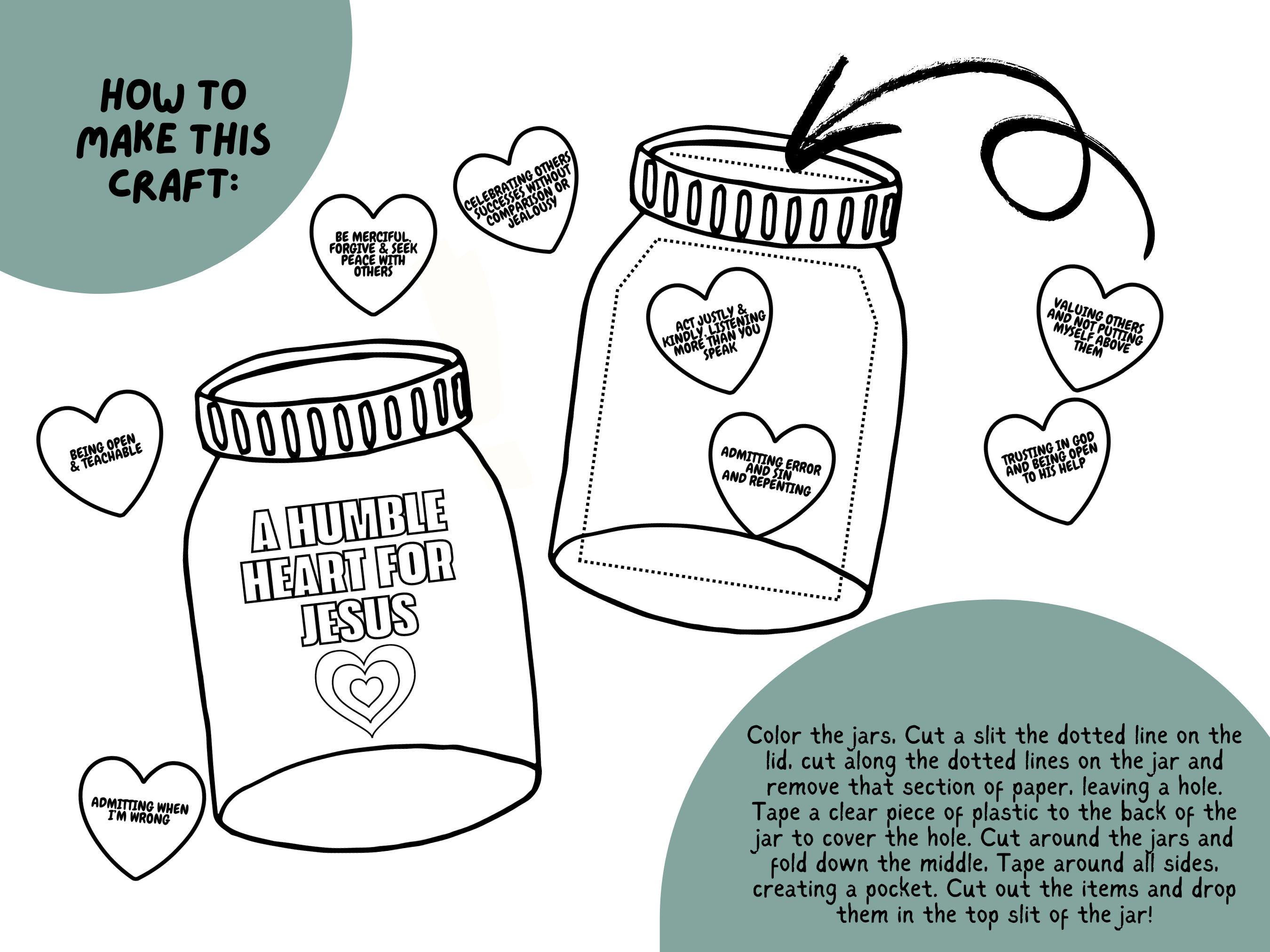 A Humble Heart for Jesus Printable Jar Kid's Craft, Printable Sunday ...