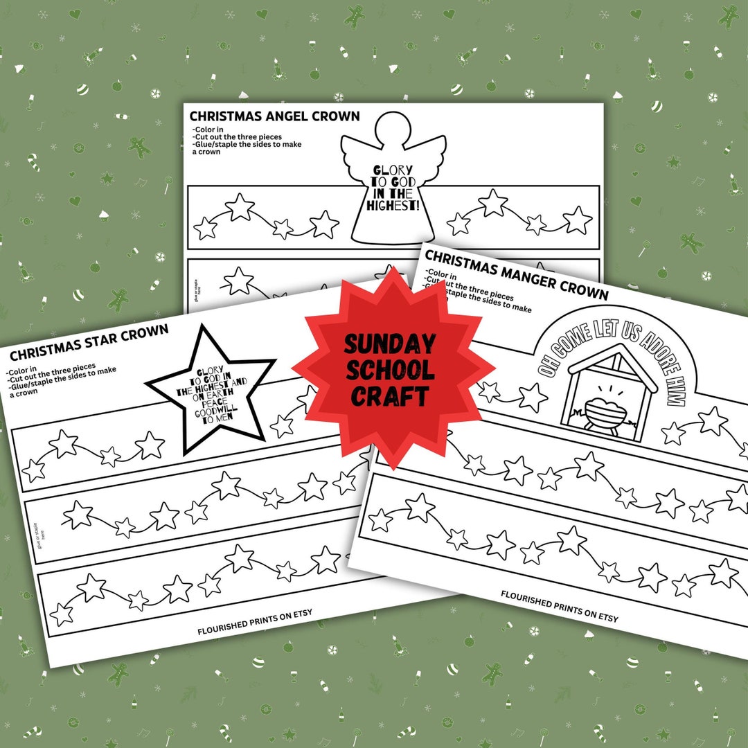 Printable Christmas Crowns, Coloring Headbands, Sunday School Craft ...
