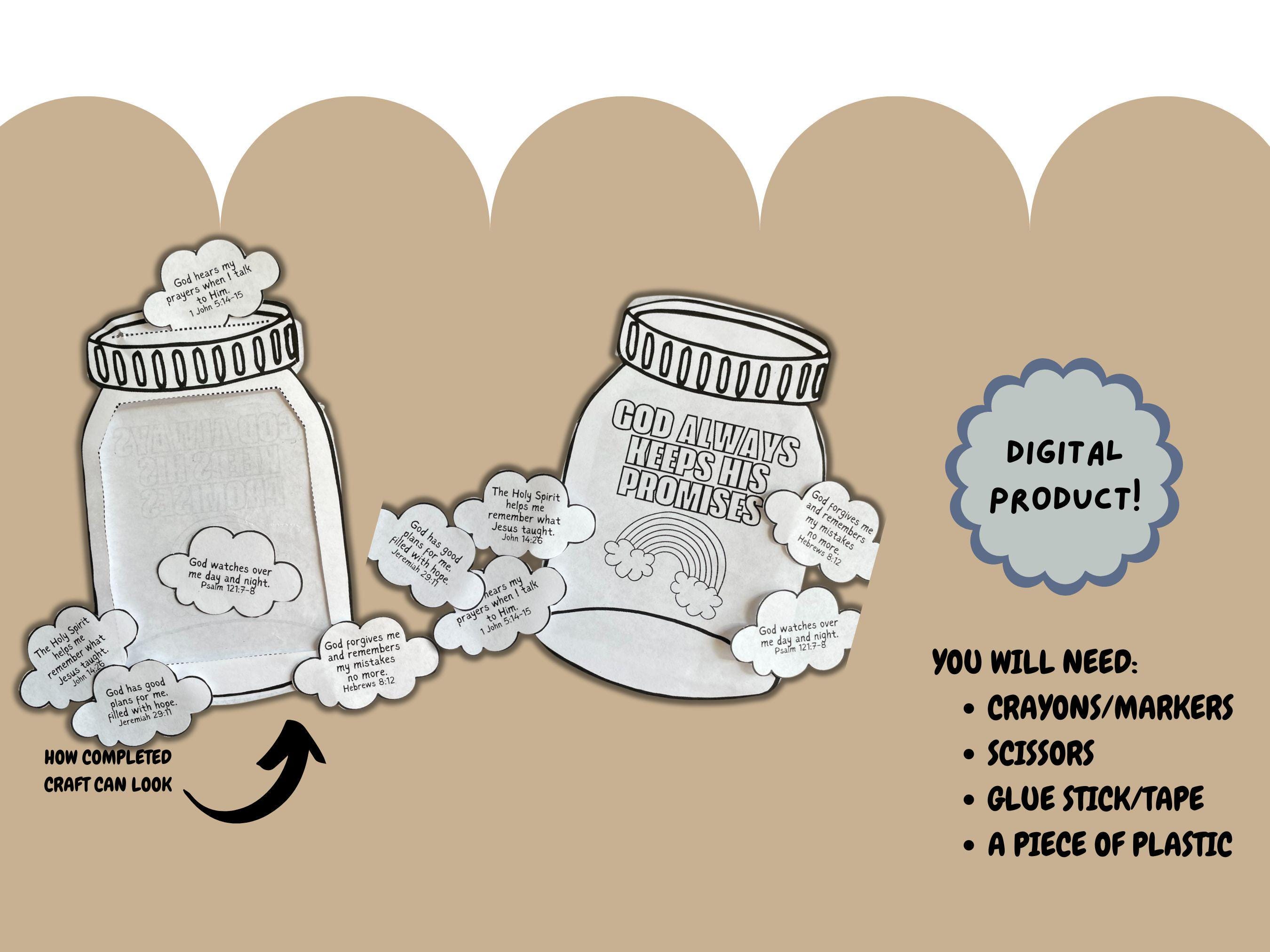 God's Always Keeps His Promises Jar Craft, Printable Sunday School ...