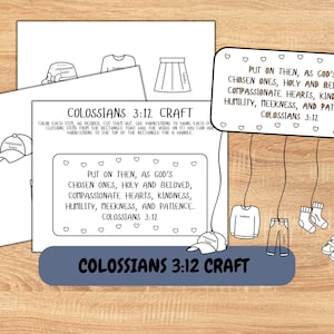 Colossians 3:12 Printable Craft for Kids, Put on Then Compassionate ...