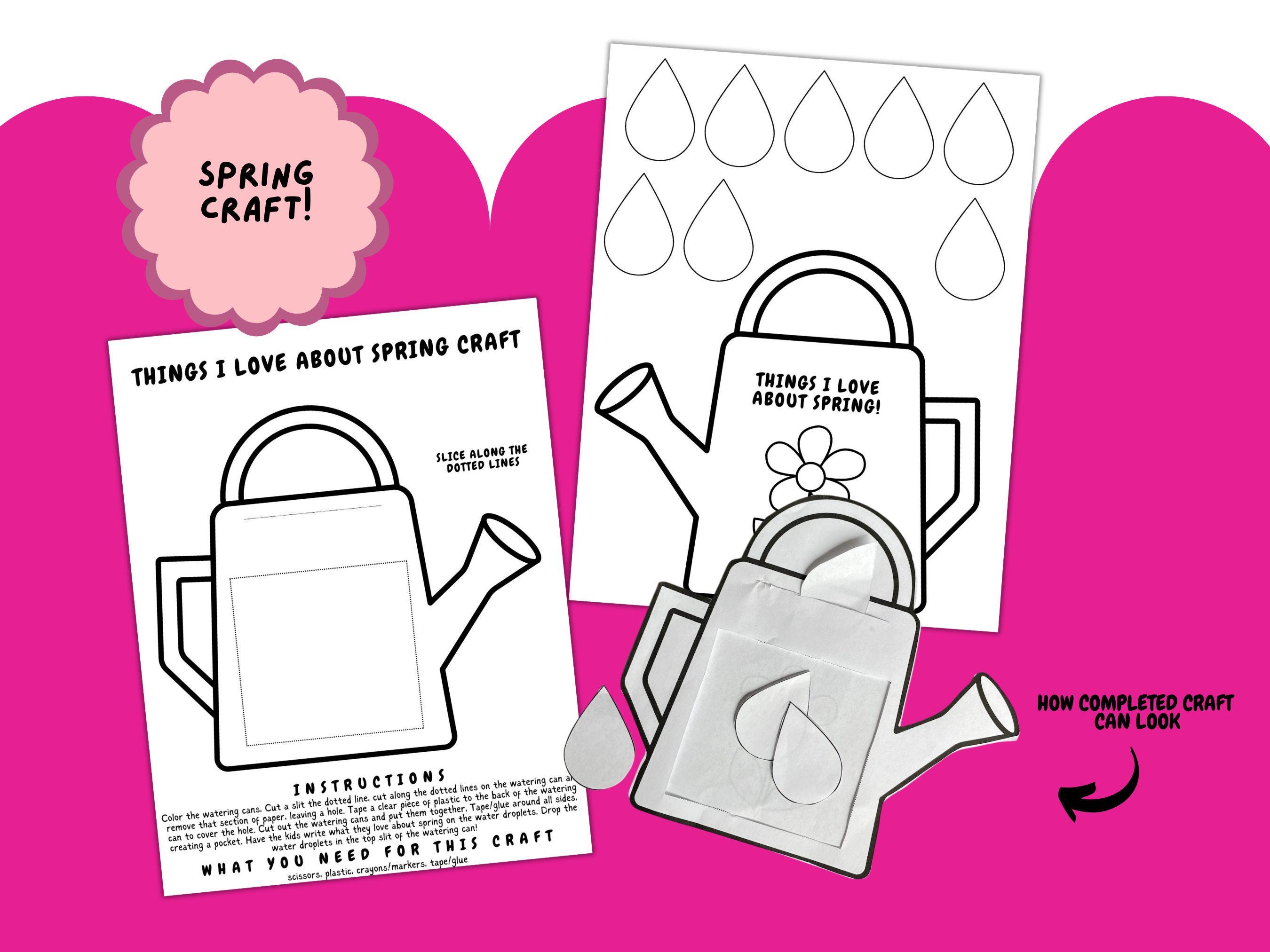 Printable Things I Love About Spring Craft for Kids, Watering Can ...