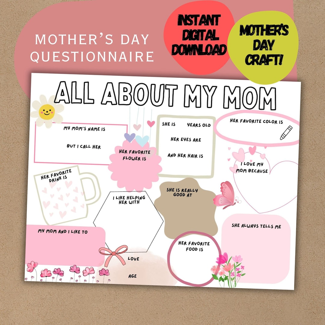 All About Mom Mother's Day Questions Project Sunday School PDF Digital ...