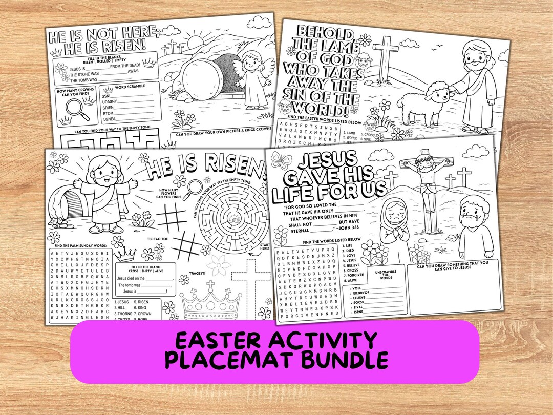 Christian Easter Placemat Activities Bundle | Religious Easter Coloring ...