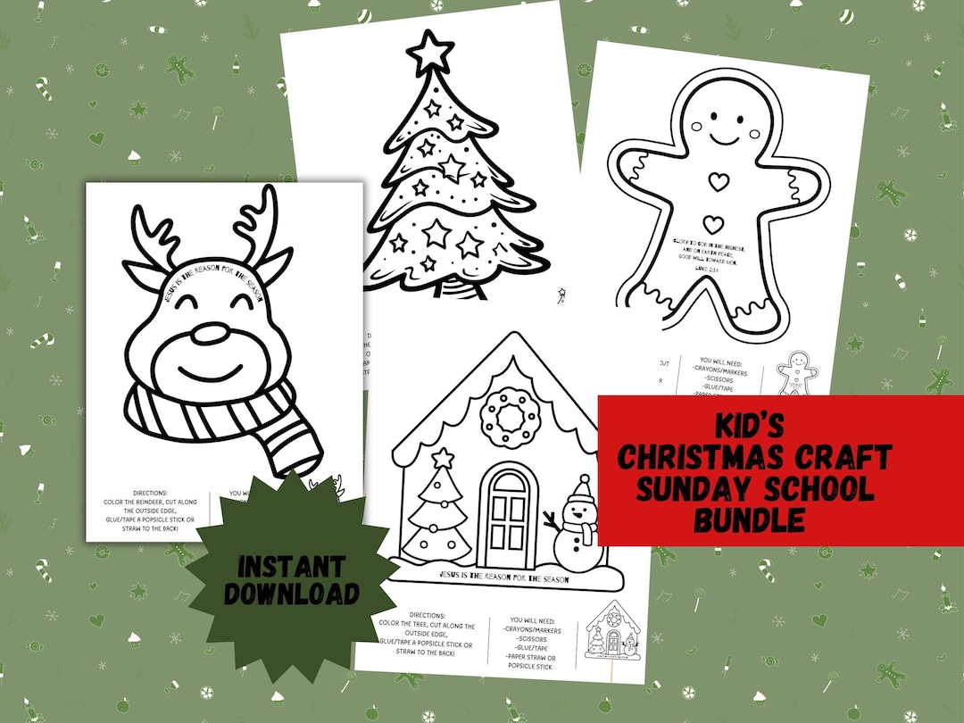 Christmas Kid's Craft Printable Bundle, Sunday School, Christmas Spirit ...