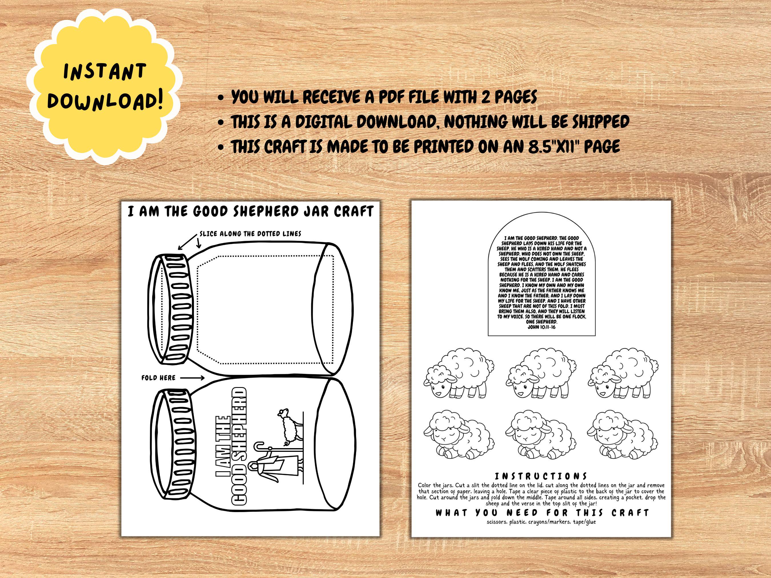 I Am the Good Shepherd Jar Craft Printable | Christian Kids Craft ...