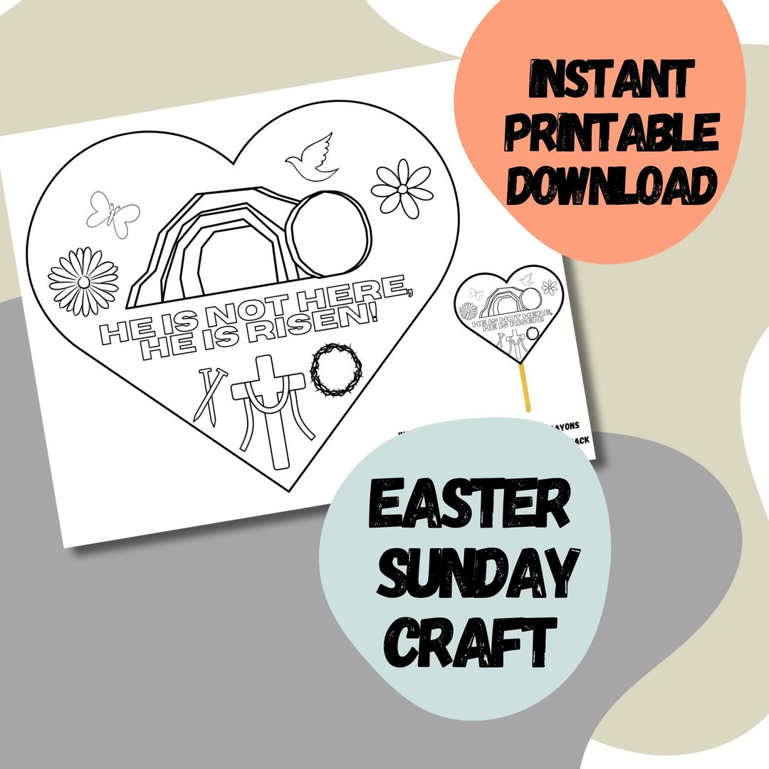 Easter Craft Heart Shape Sunday School Coloring Flag Kids Craft Project ...