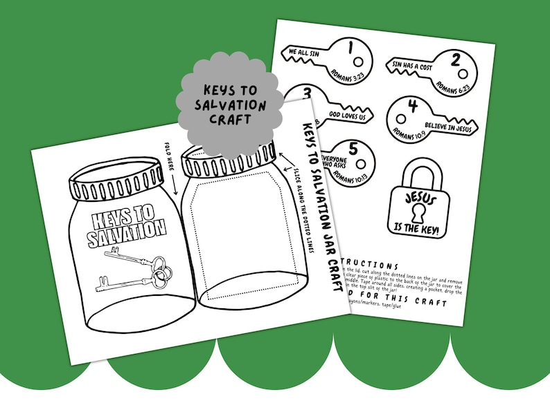 Keys of Salvation Craft for Kids, Color Gospel Printable Salvation Card ...