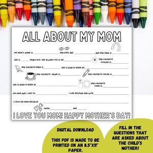 All About Mom Mother's Day Craft Project Mother's Day PDF Instant ...