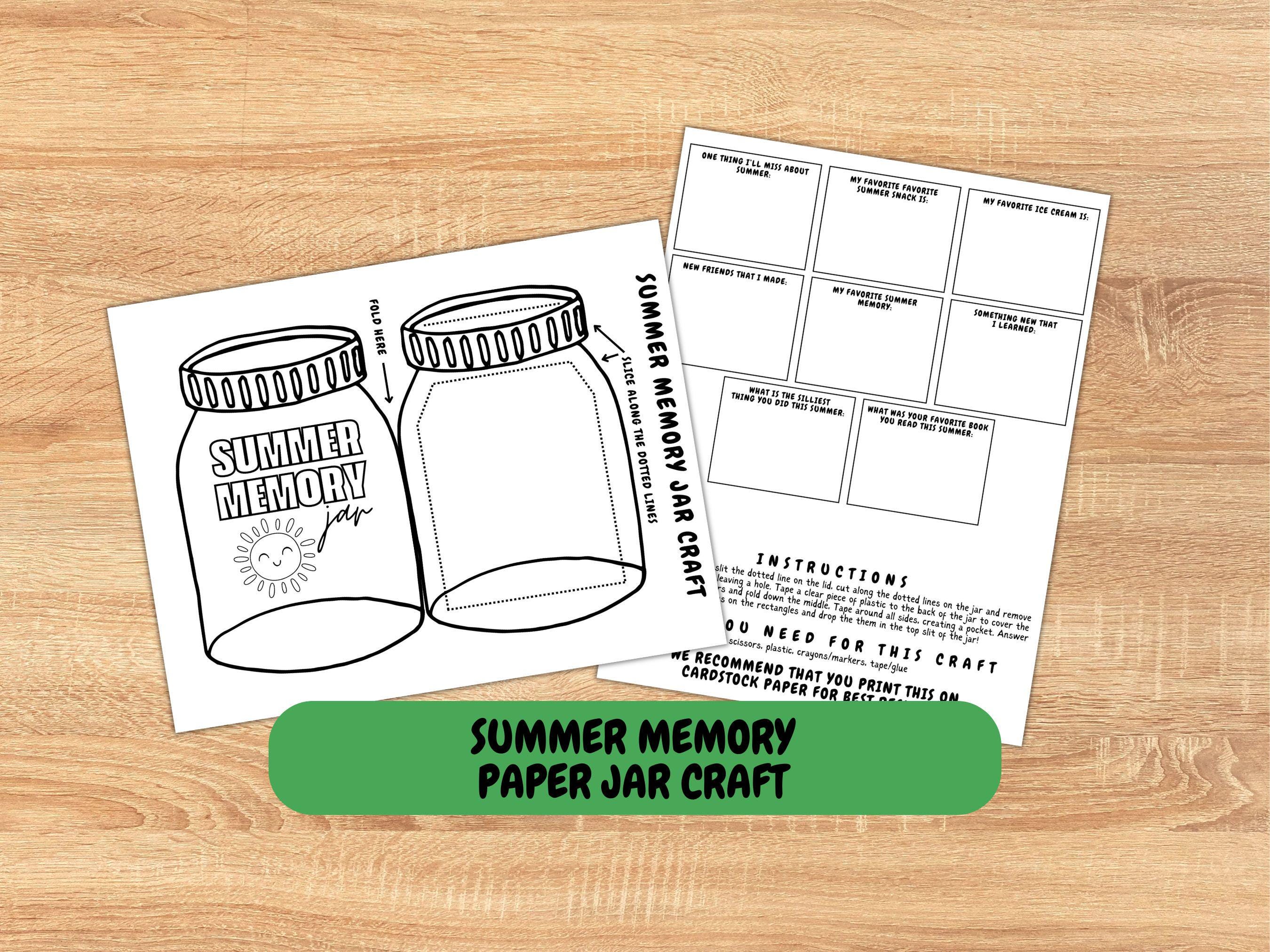 Summer Memory Jar Craft Printable • Back to School Activity • First ...