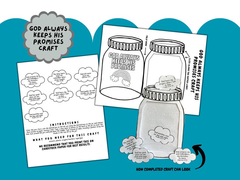 God's Always Keeps His Promises Jar Craft, Printable Sunday School ...