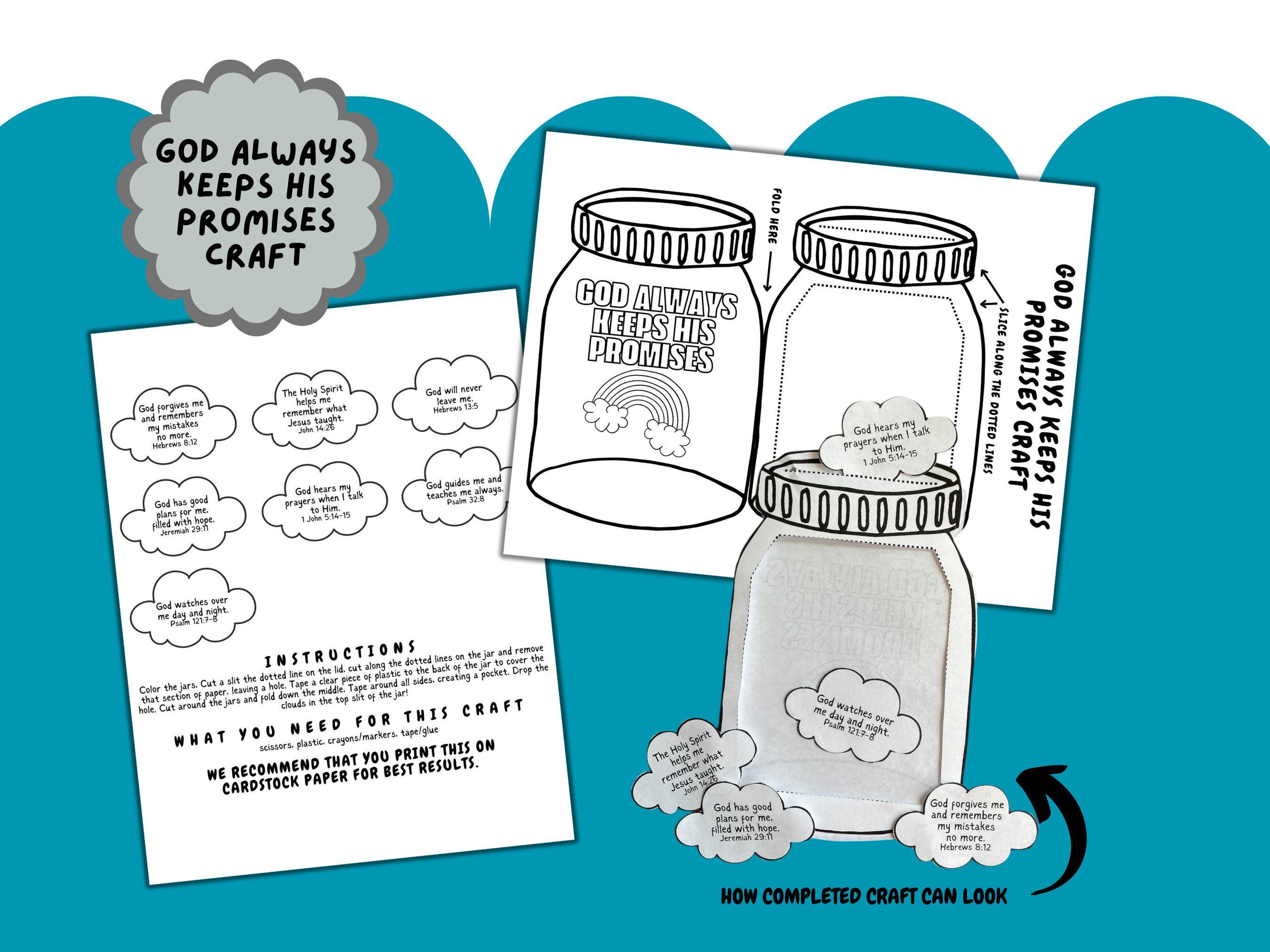 God's Always Keeps His Promises Jar Craft, Printable Sunday School ...
