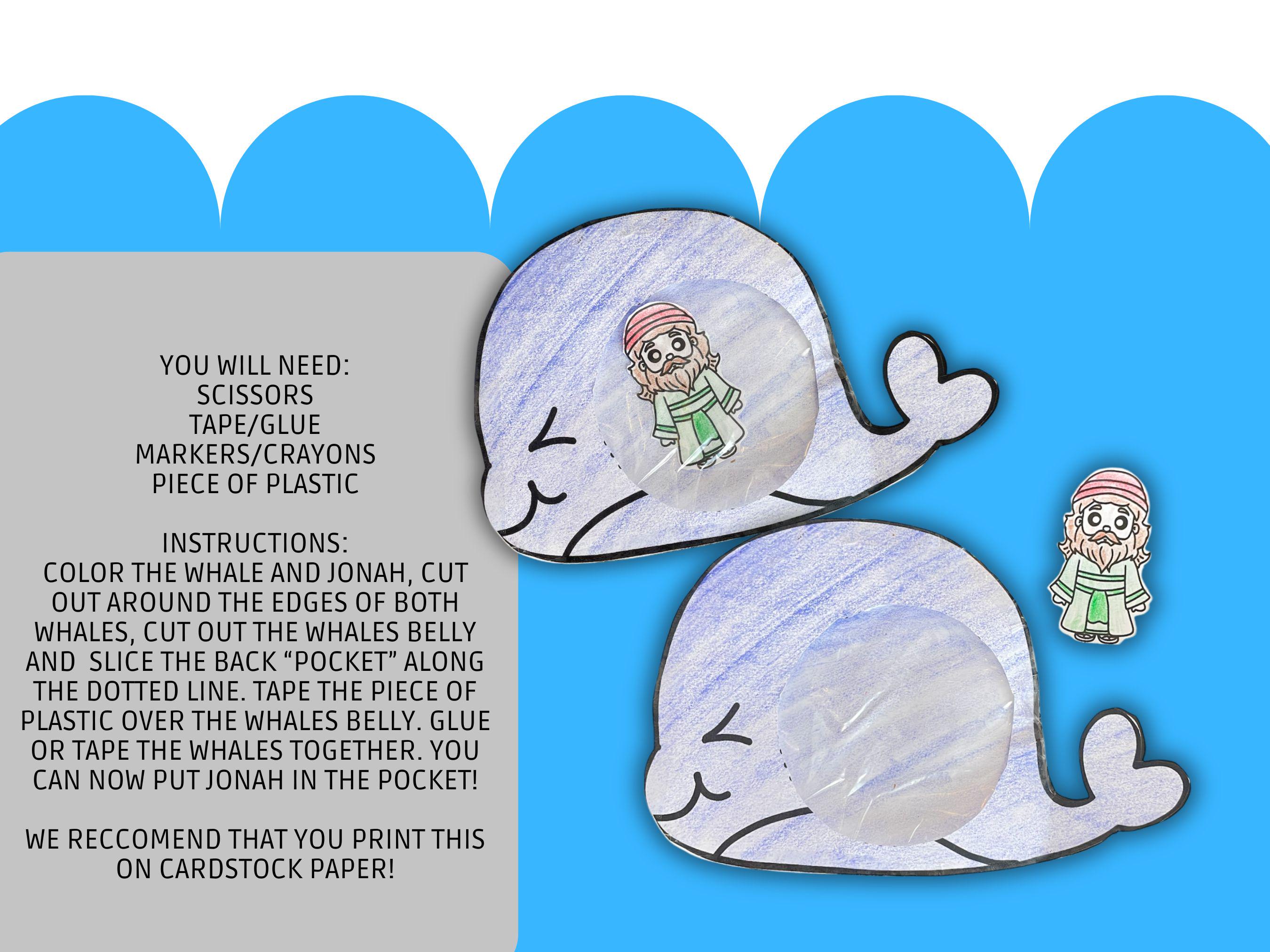 Jonah & the Whale Bible Story Craft, Sunday School Craft, Kid's Craft ...