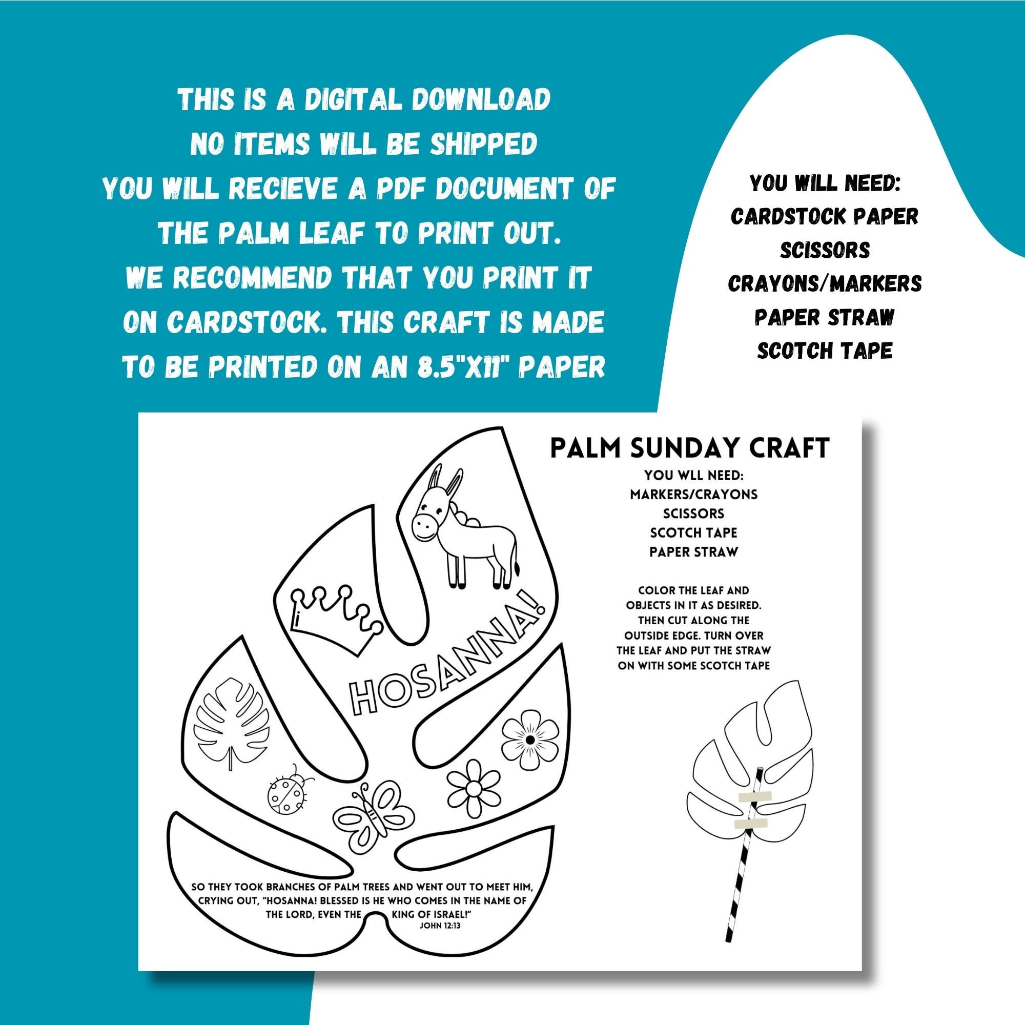 Palm Sunday Palm Leaf Kids Craft, Sunday School Holy Week Activity ...