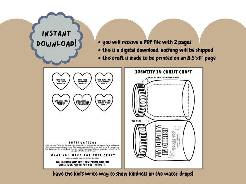 Printable Identity in Christ Craft for Kids, Identity in Christ ...