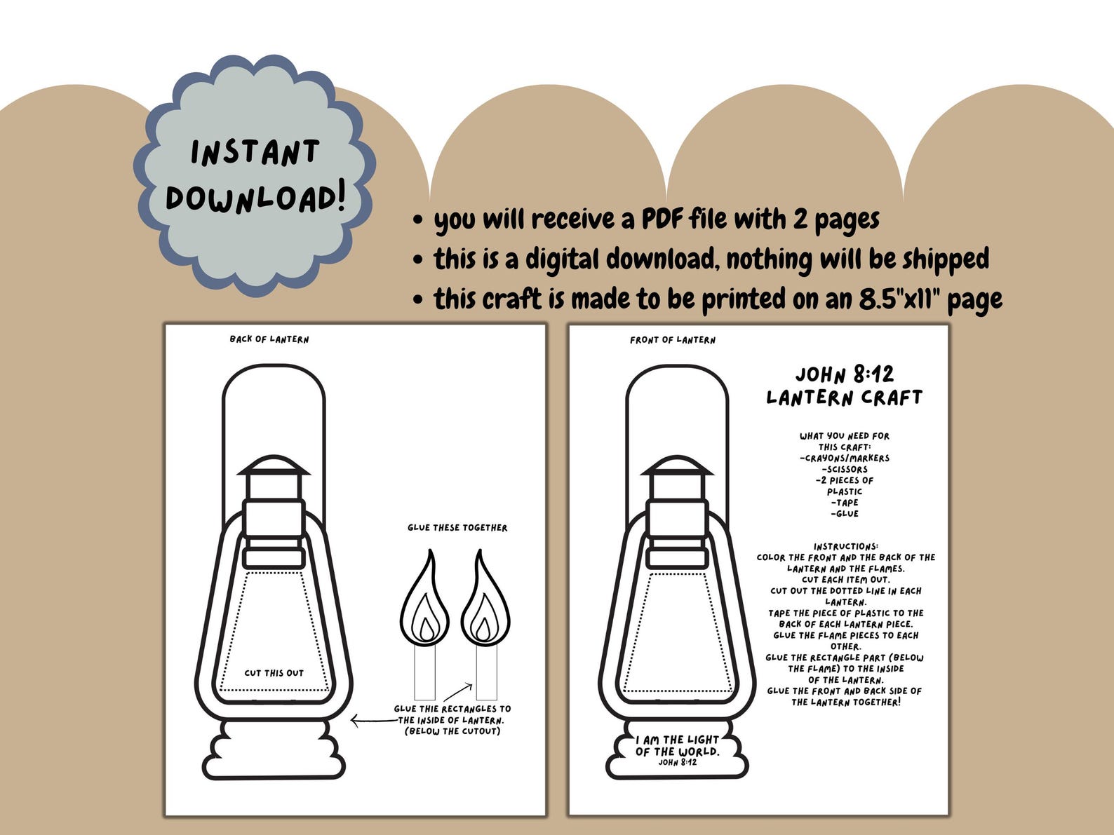 I Am the Light of the World Lantern Craft, Bible Story Activity, John 8 ...