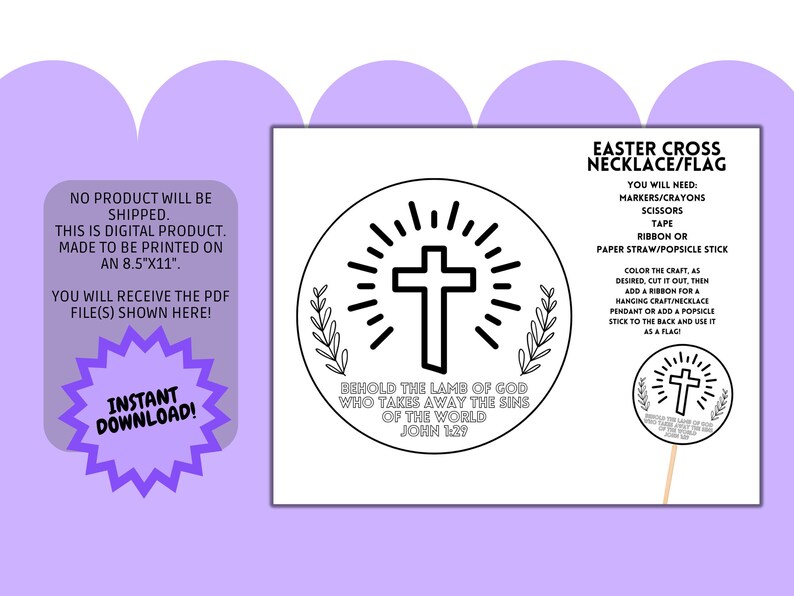 Behold the Lamb of God Printable Kid's Craft, Christian Cross Craft ...