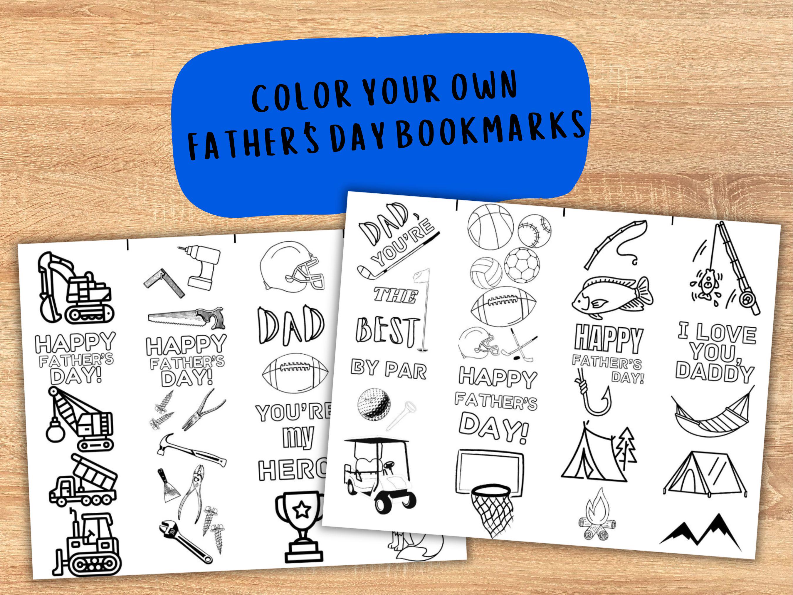 Father’s Day Bookmark Craft | Printable Coloring Bookmarks for Kids ...