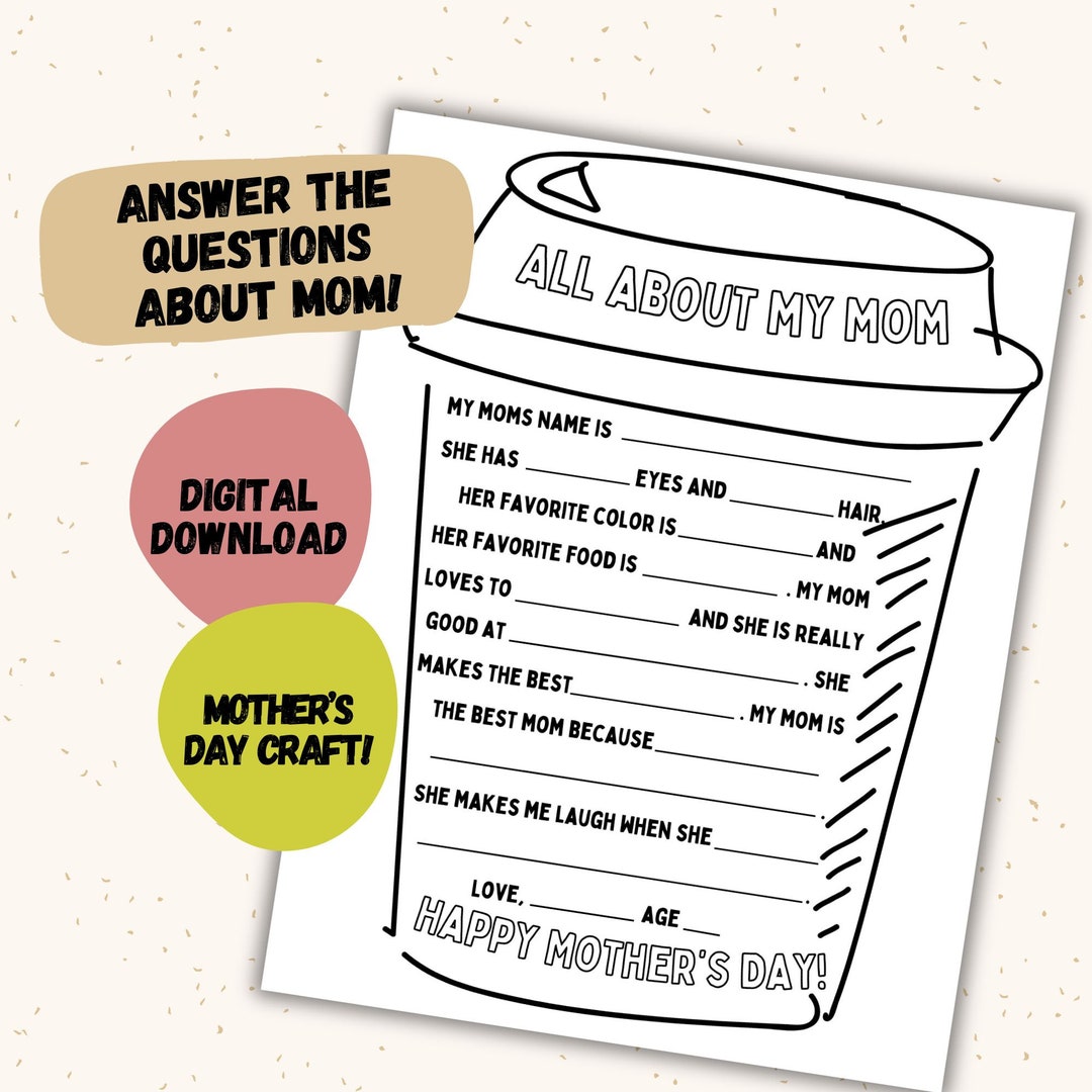 All About Mom Mother's Day Craft Project, Coffee Cup Mother's Day PDF ...