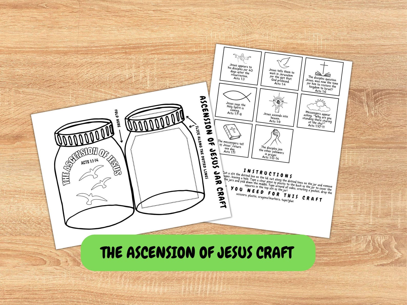Ascension of Jesus, Printable Bible Jar Craft, Jesus Ascending Sunday ...