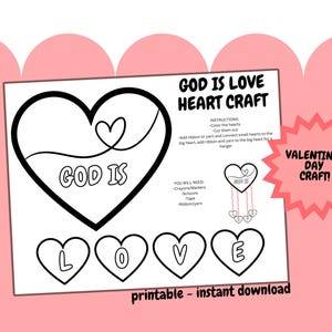 God is Love Printable Heart Kid's Craft, God is Love Craft, Printable ...
