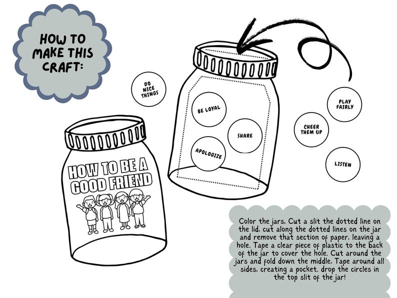 How to Be a Friend Printable Craft for Kids, Mason Jar Activity, Sunday ...