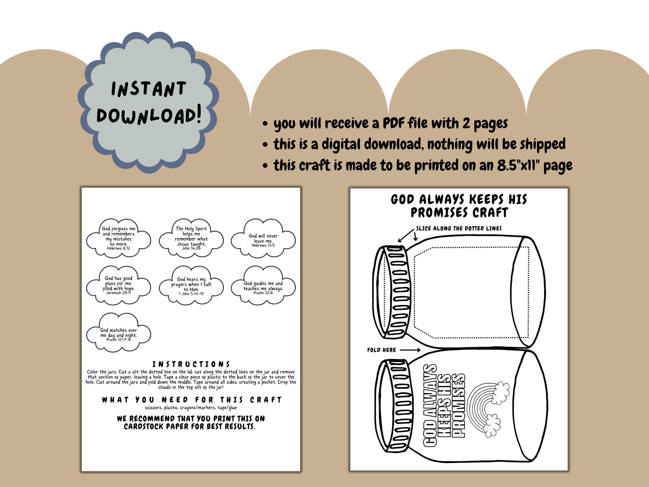 God's Always Keeps His Promises Jar Craft, Printable Sunday School ...