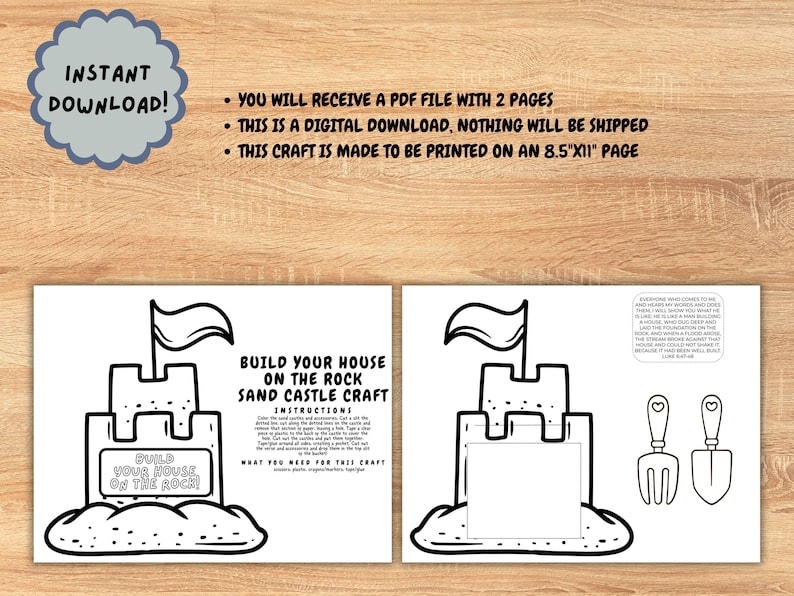 Build Your House on the Rock Printable Craft, Wise Man and the Foolish ...