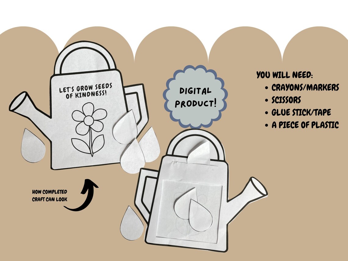 Printable Grow Seeds of Kindness Craft for Kids, Kindness Watering Can ...