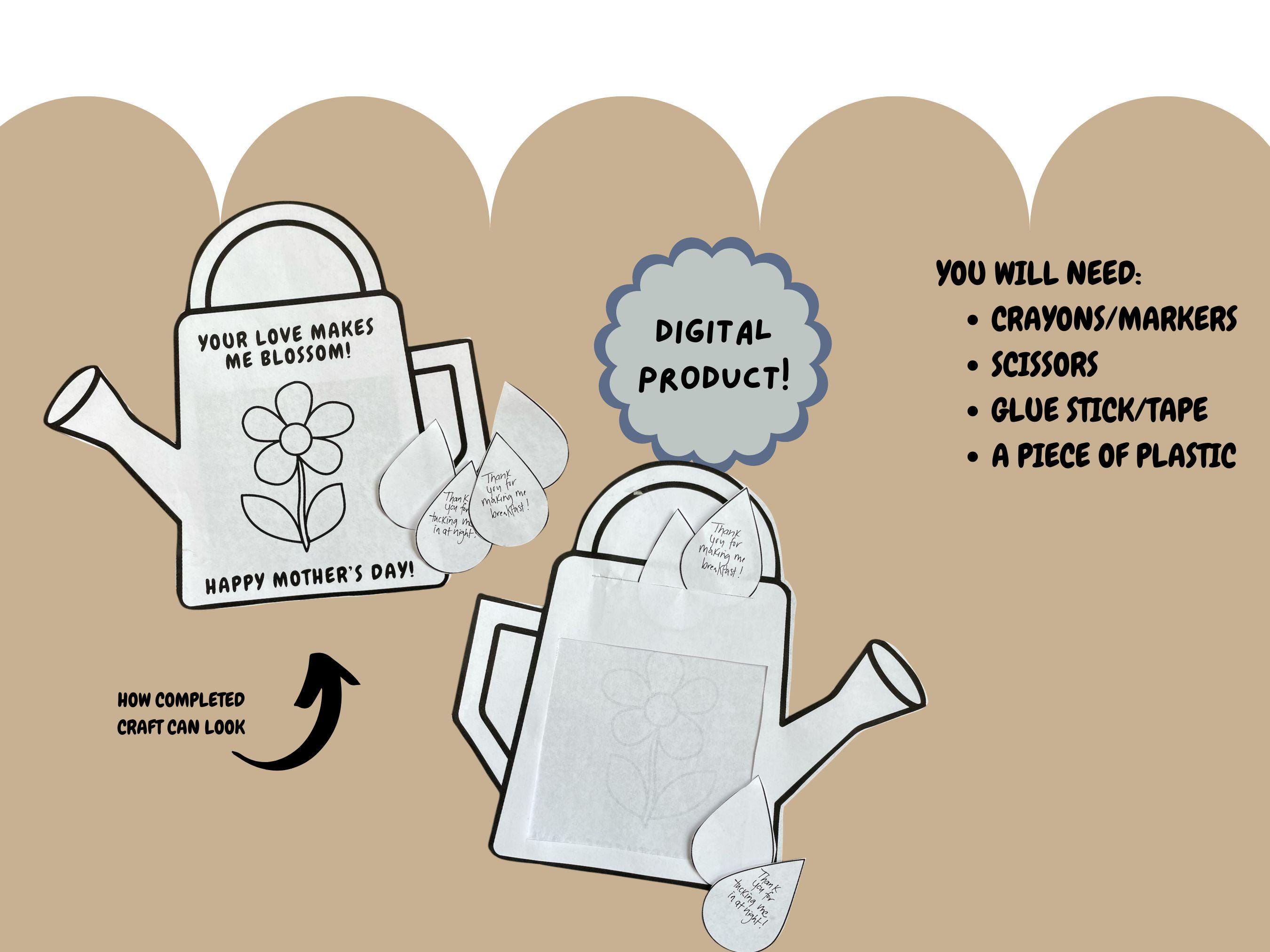 Mother's Day Watering Can Kid's Craft, Printable Sunday School Activity ...