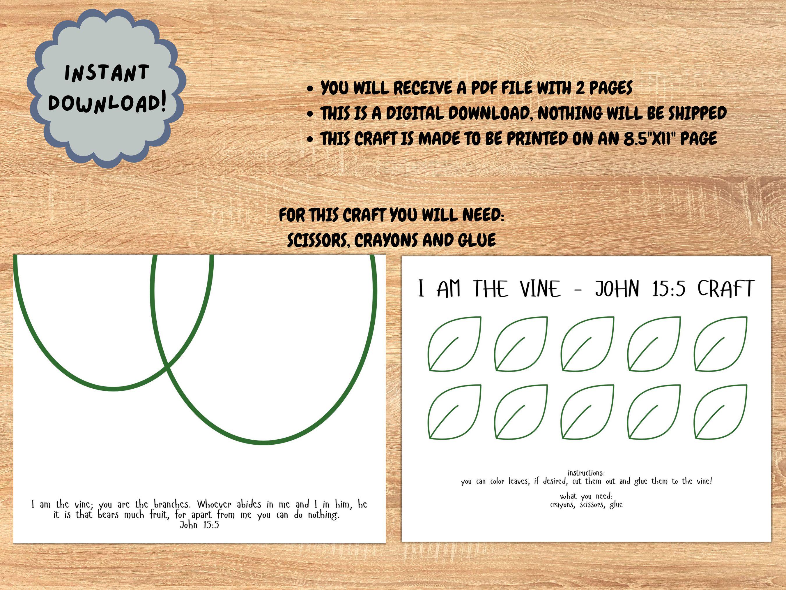 I Am the Vine You Are the Branches Printable Kid's Craft, John 15:5 ...