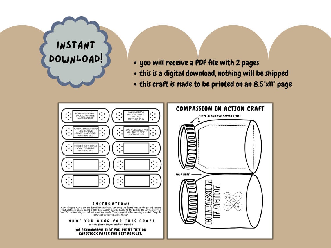 Compassion in Action Printable Craft for Kids, the Good Samaritan ...