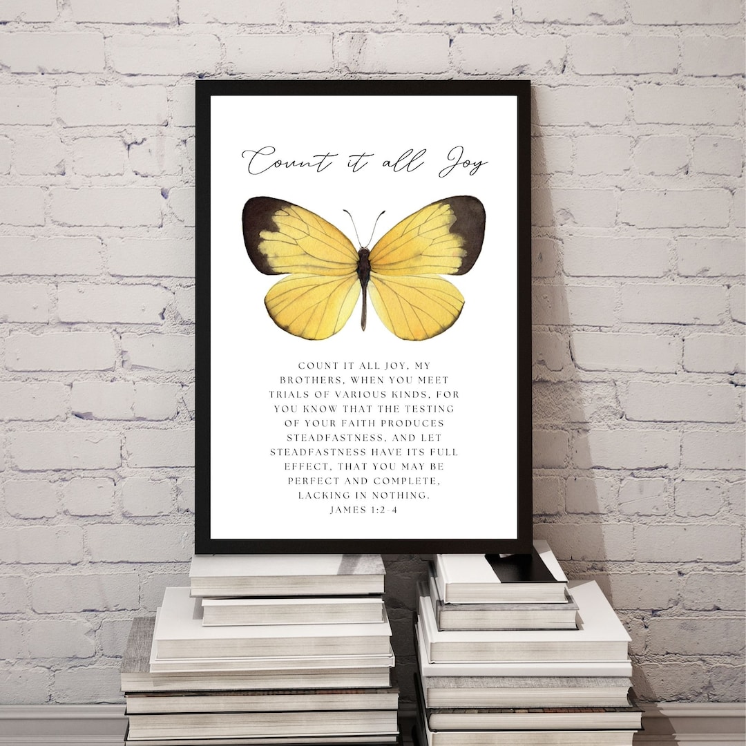 Count It All Joy Scripture Poster, James 1:2-4 Wall Art, Wall Poster ...