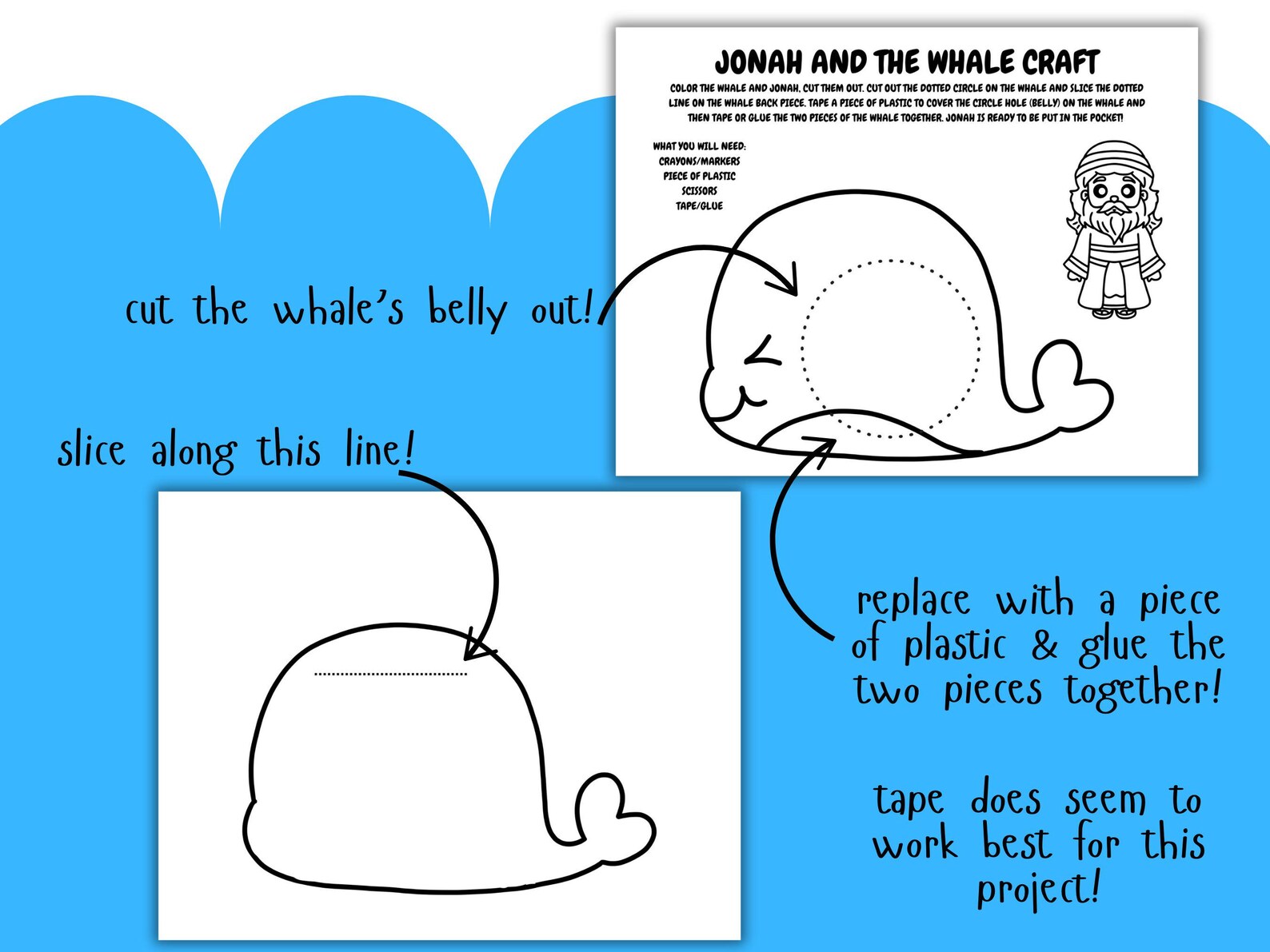 Jonah & the Whale Bible Story Craft, Sunday School Craft, Kid's Craft ...