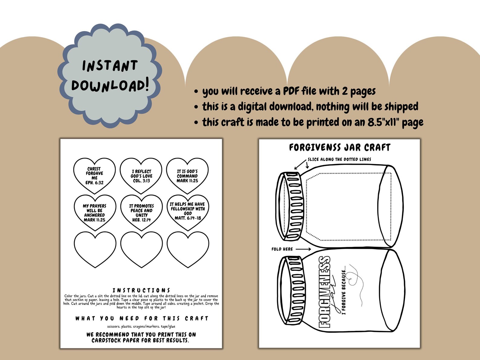 Printable Forgiveness Craft for Kids, Forgiveness Jar Activity ...