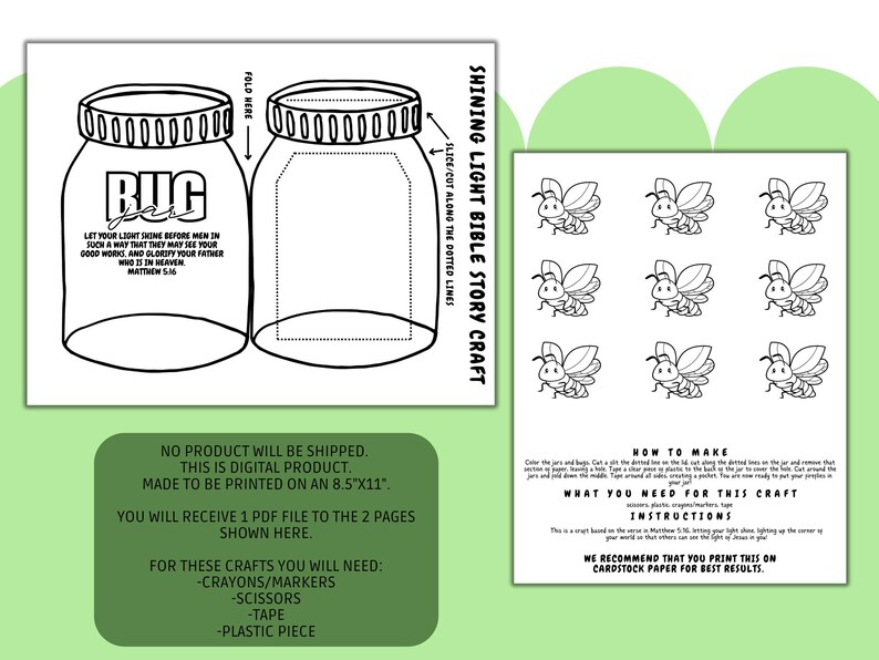 Shining Your Light Fireflies Printable Craft, Matthew 5:16 Let Your ...