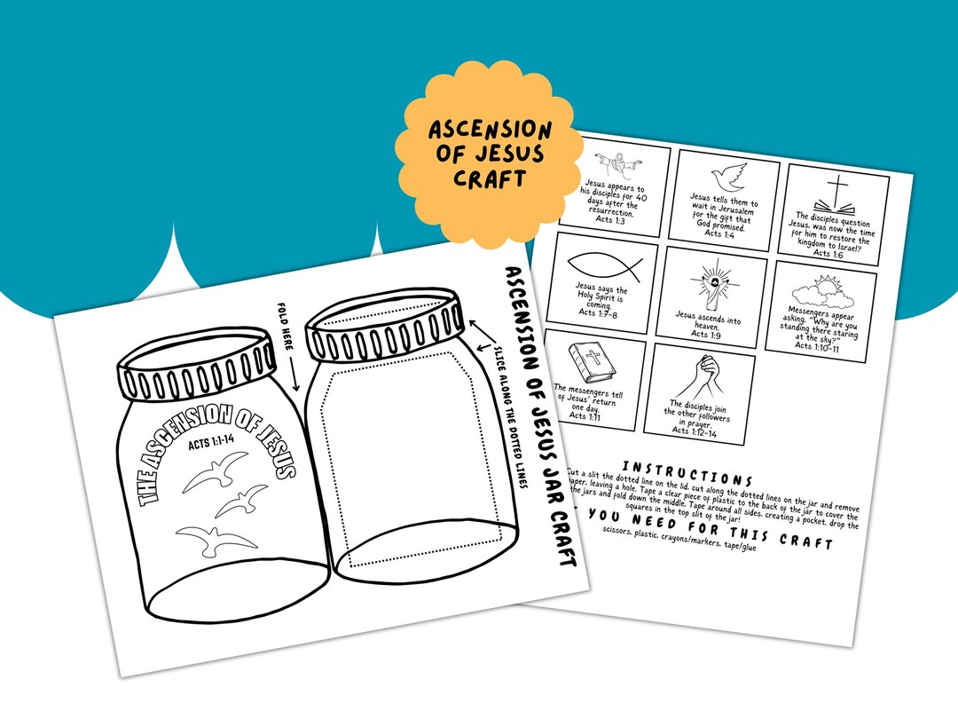 Ascension of Jesus, Printable Bible Jar Craft, Jesus Ascending Sunday ...
