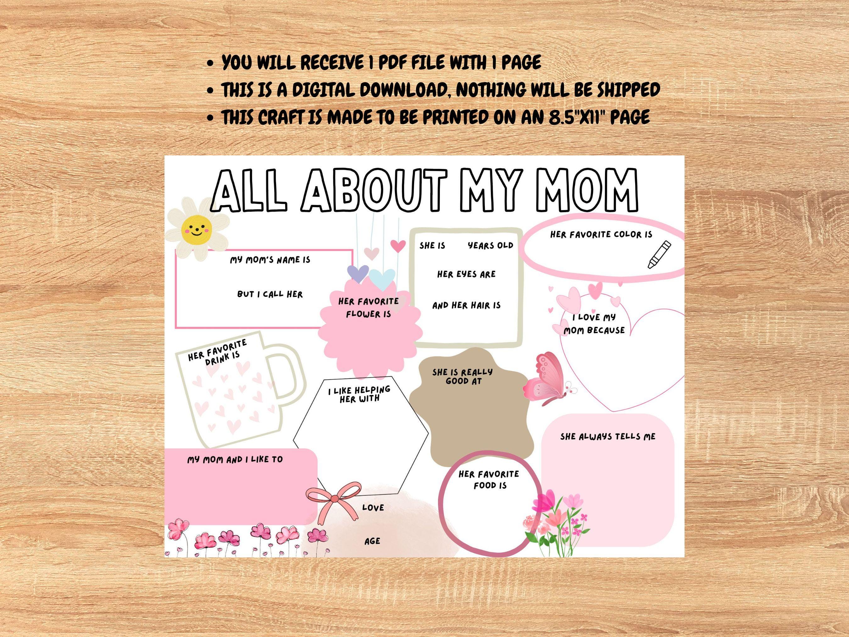 All About My Mom Printable | Mother’s Day Questionnaire for Kids | Fill ...