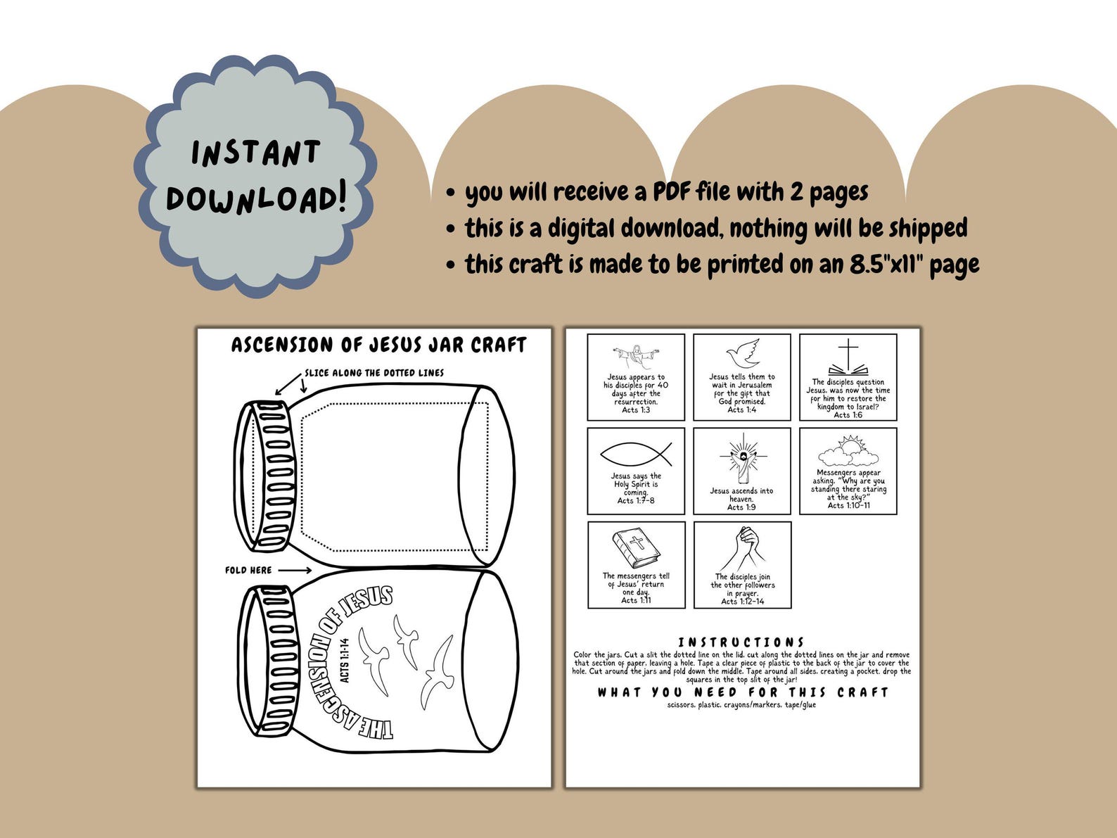 Ascension of Jesus, Printable Bible Jar Craft, Jesus Ascending Sunday ...