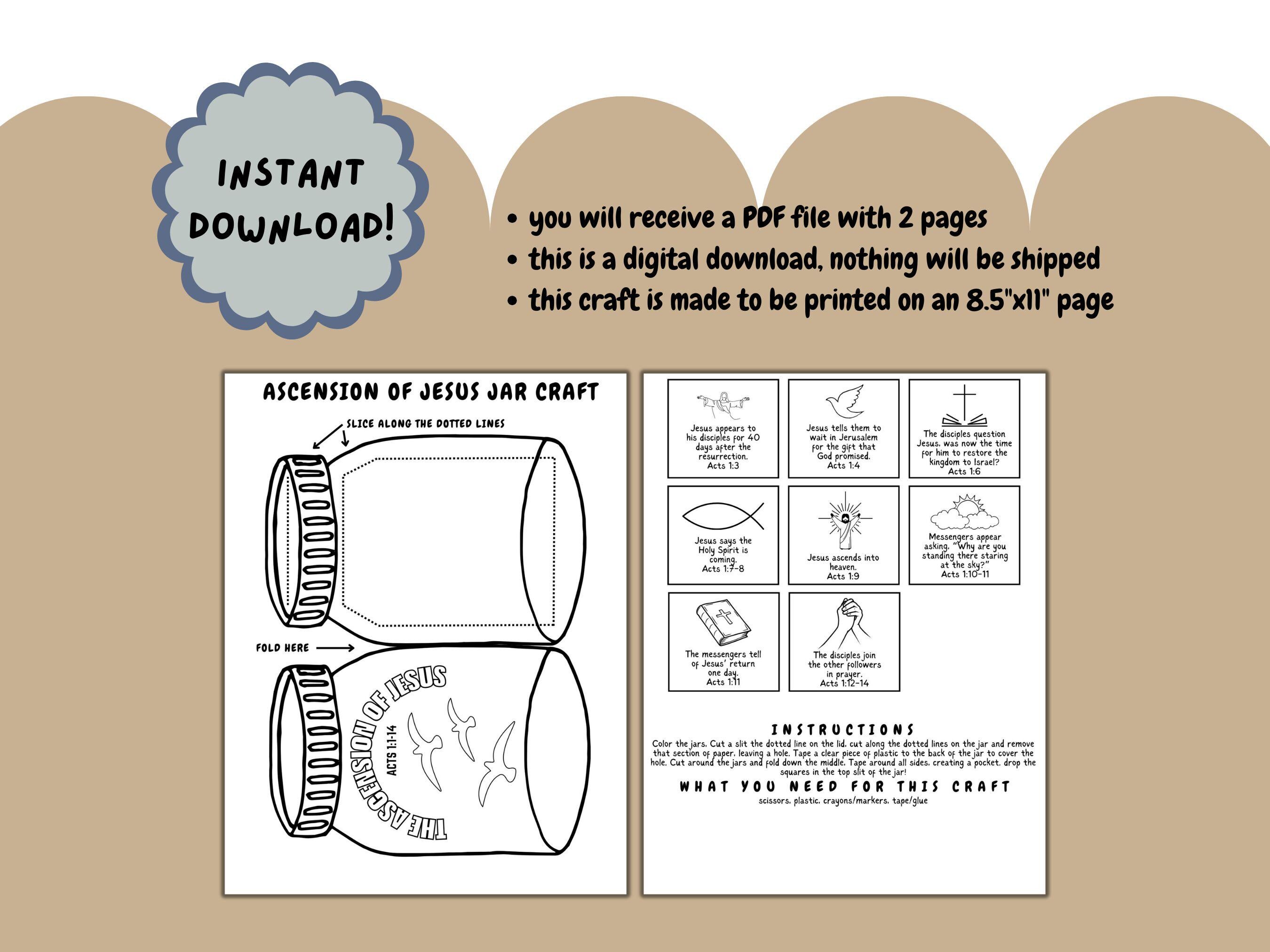 Ascension of Jesus, Printable Bible Jar Craft, Jesus Ascending Sunday ...