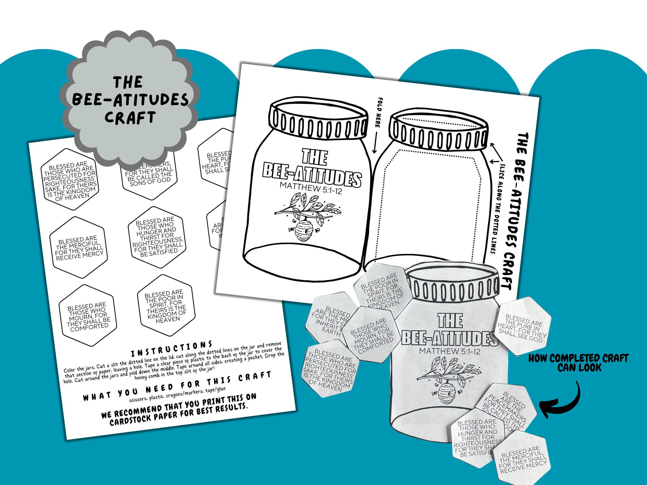 Beatitude Printable Jar Kid's Craft, Printable Sunday School Activity ...