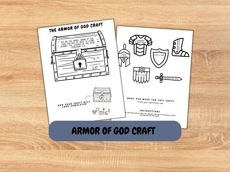 Armor of God Craft Printable | Bible Lesson Activity for Kids ...